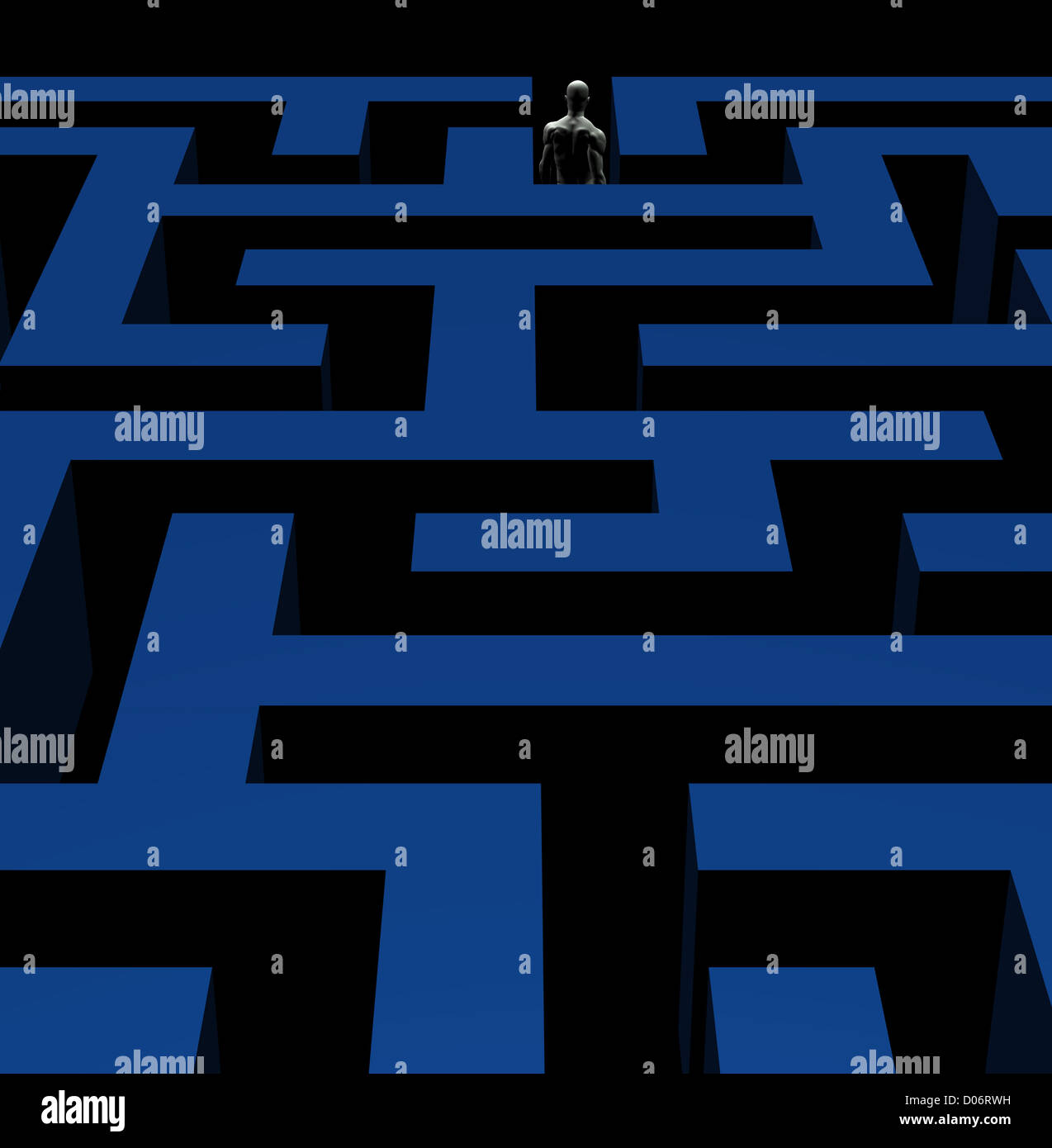 La sortie de l'homme véritable labyrinthe labyrinthe. 3d illustration ...