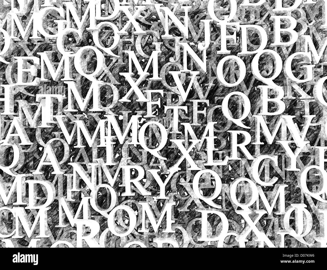 Lettres alphabet art Banque d'images noir et blanc - Alamy
