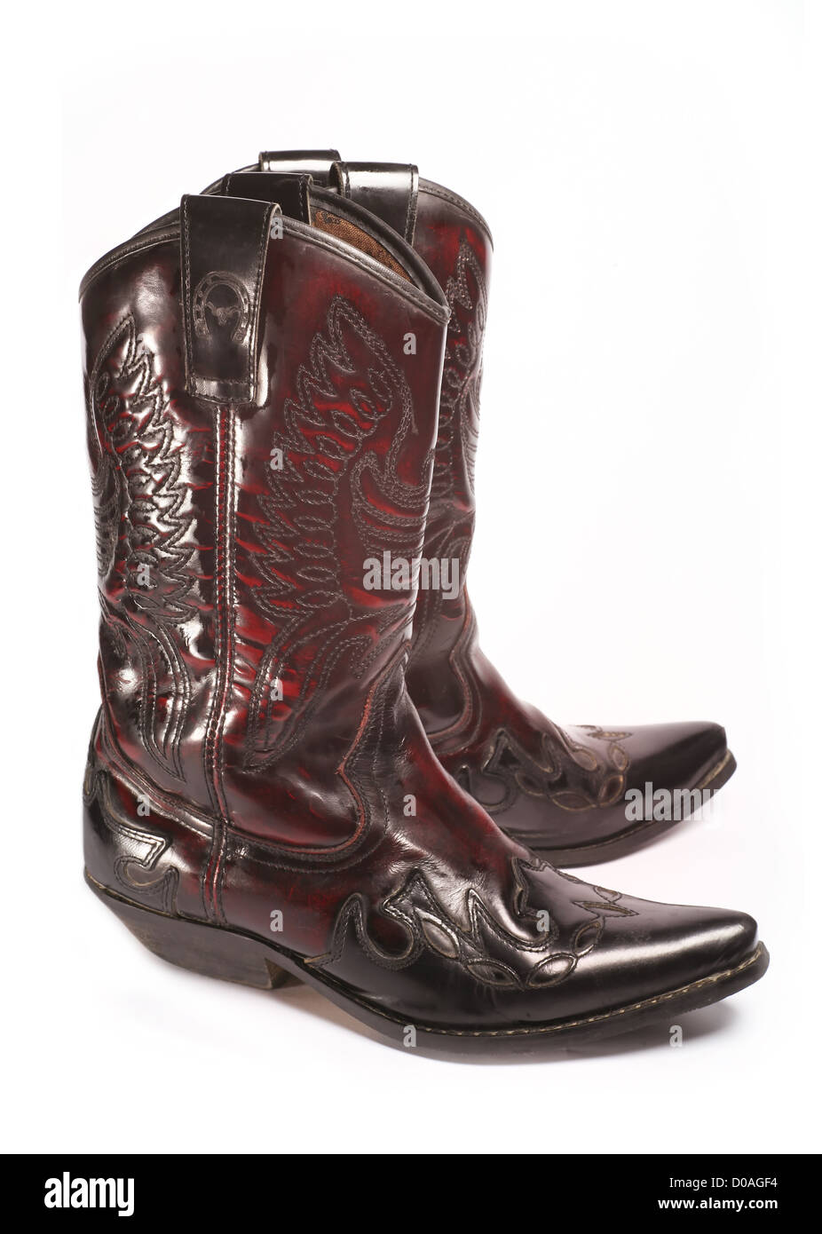 Bottes de cowboy sur fond blanc Banque de photographies et d’images à ...