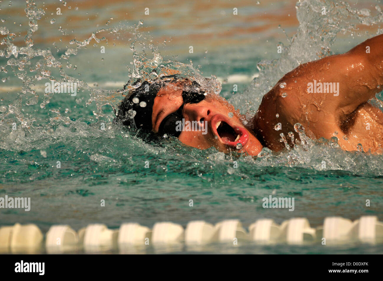 Un 17-year-old high school senior participe à l'équipe de natation ...