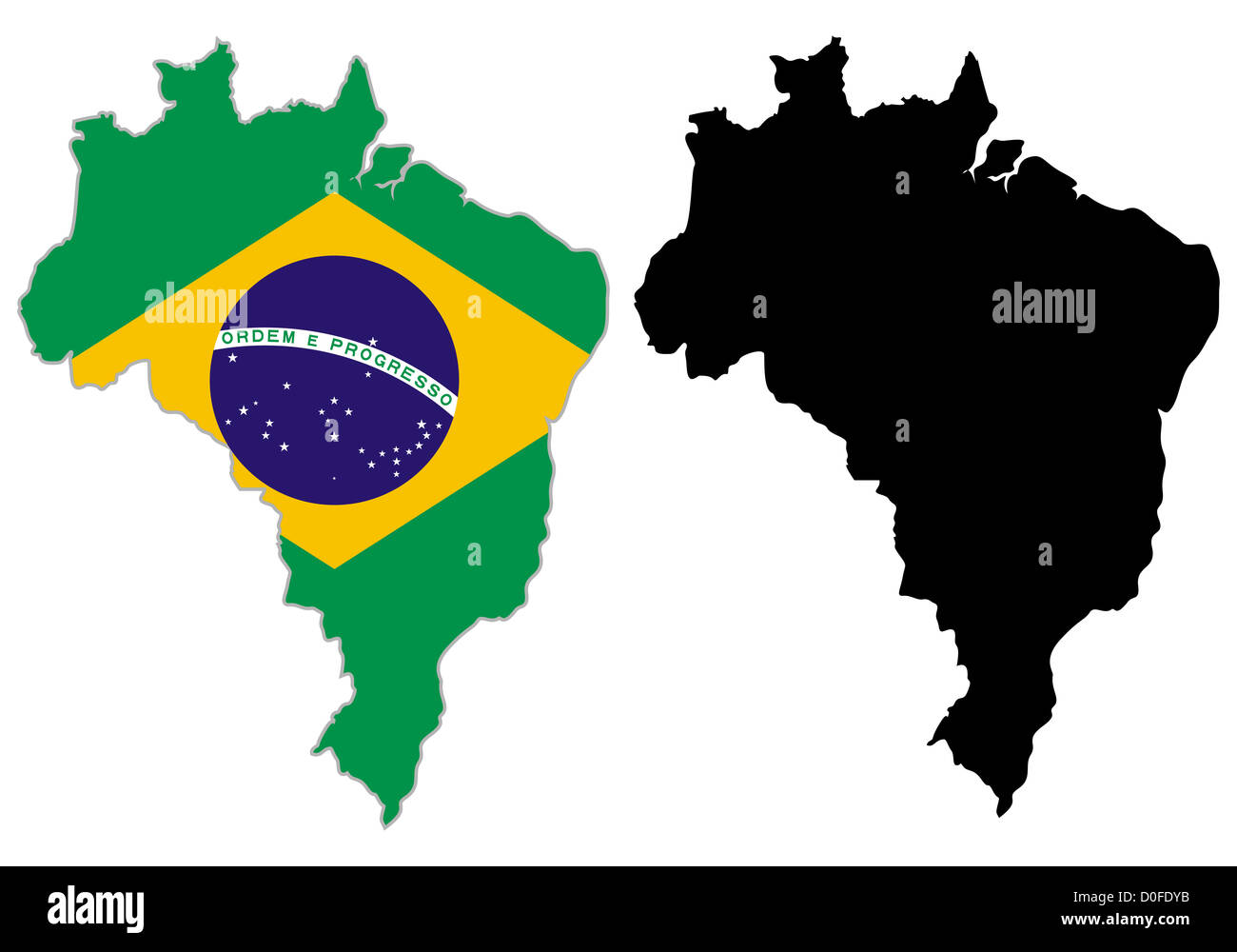 Brésil carte drapeau sur un fond blanc. Vector Illustrator Photo Stock ...