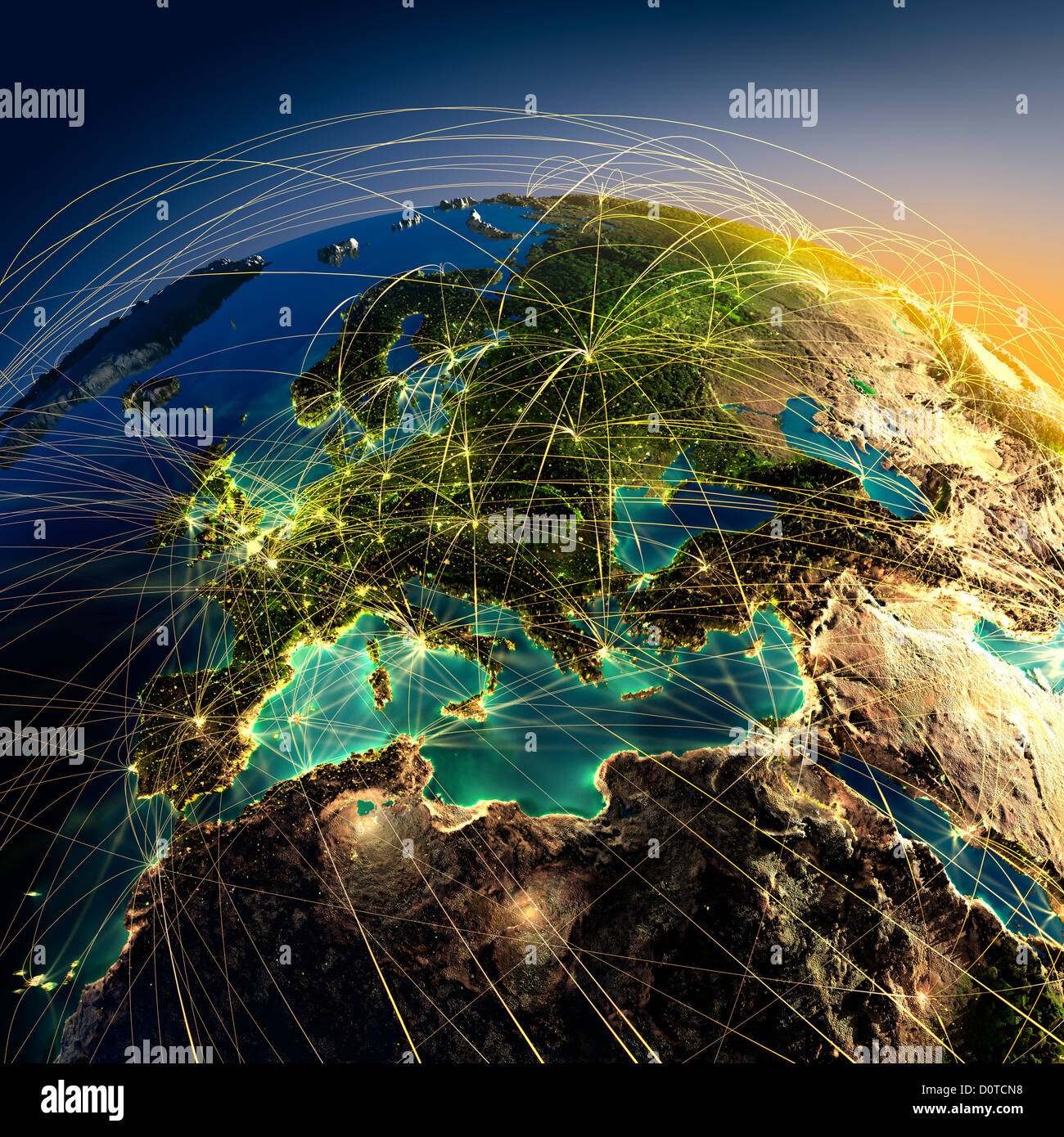 Les routes aériennes principales en Europe Photo Stock - Alamy