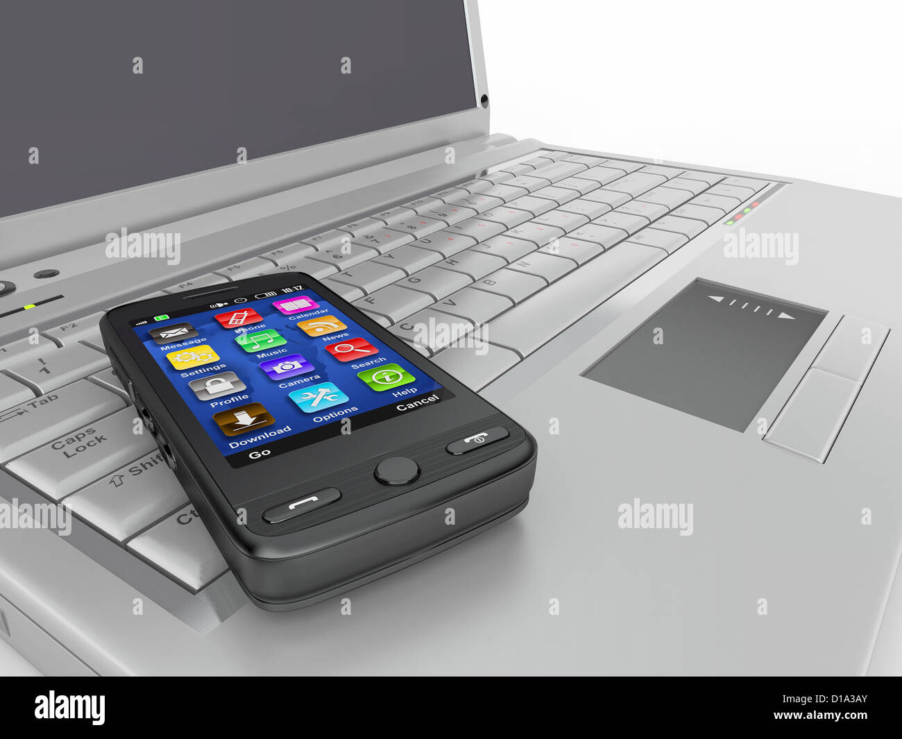 Se connecter. Ordinateur portable et téléphone cellulaire concept sur ...