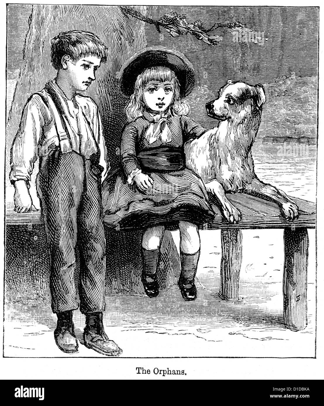 Orphan child victorian Banque d'images noir et blanc - Alamy