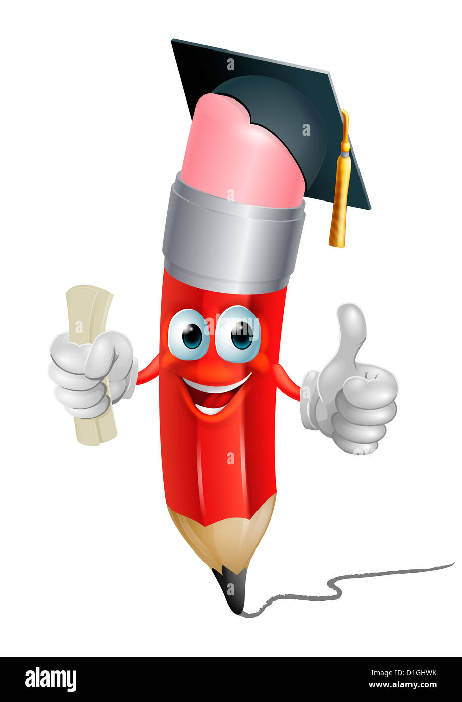 Crayon mascot cartoon d'études supérieures. Un crayon cartoon homme ...