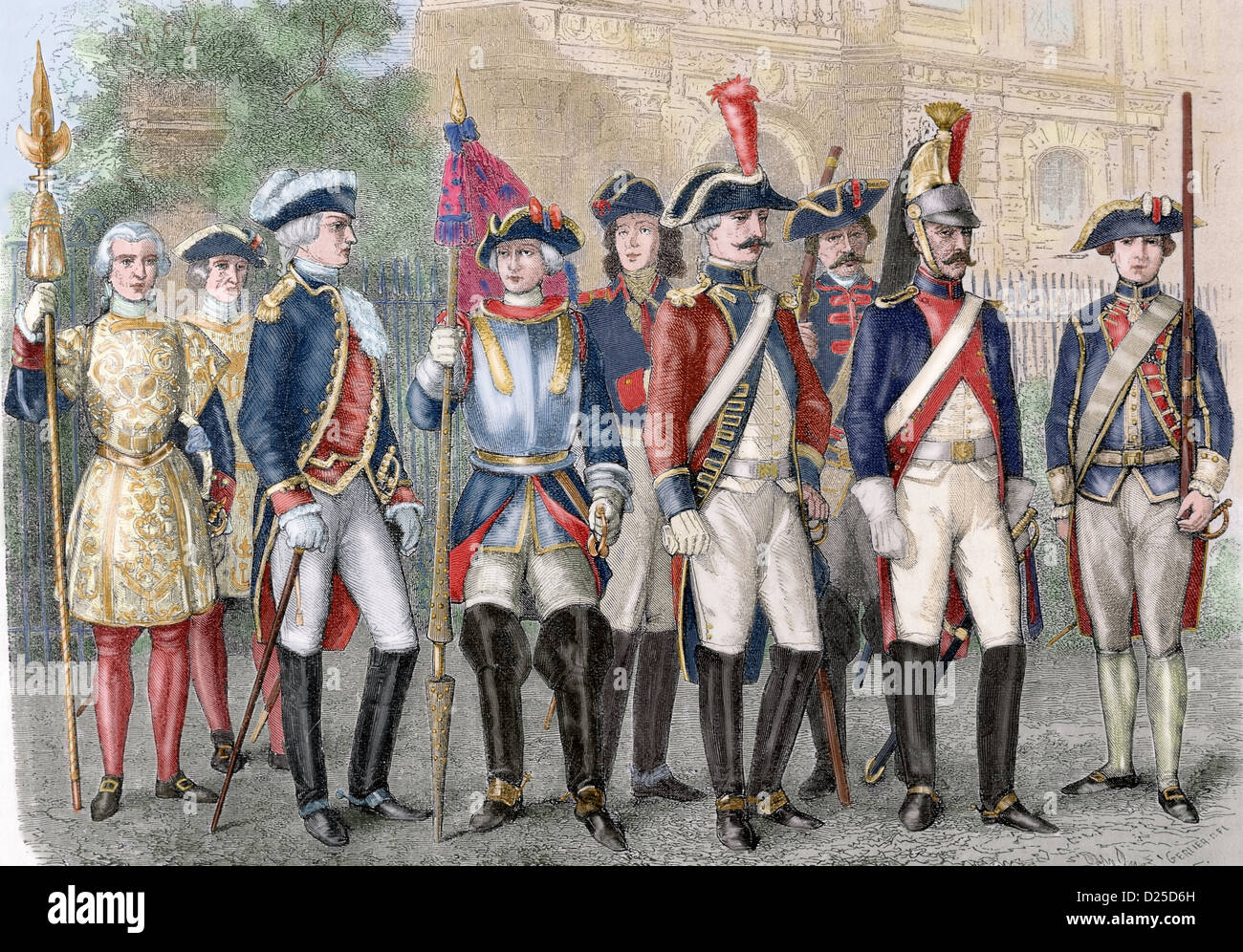 La France. Garde royale. 18e siècle. Parmi eux, de gauche à droite ...