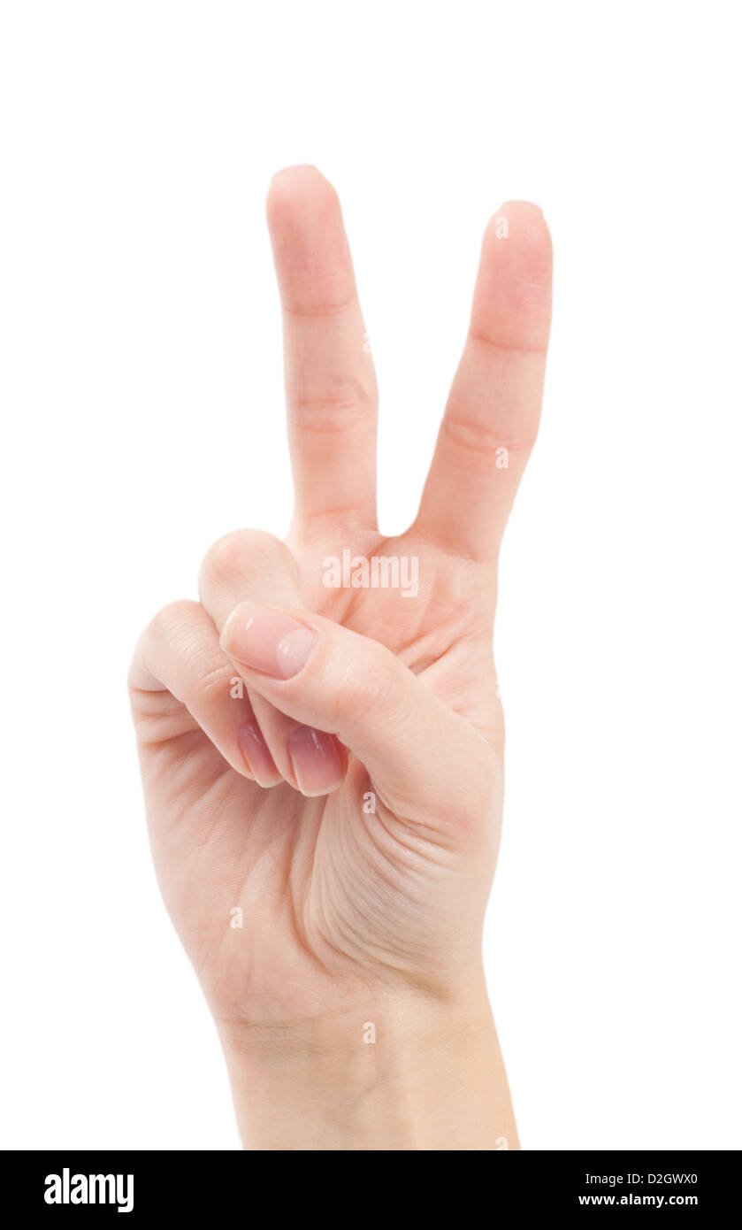 La main avec deux doigts jusqu'à la paix ou d'un symbole de victoire ...