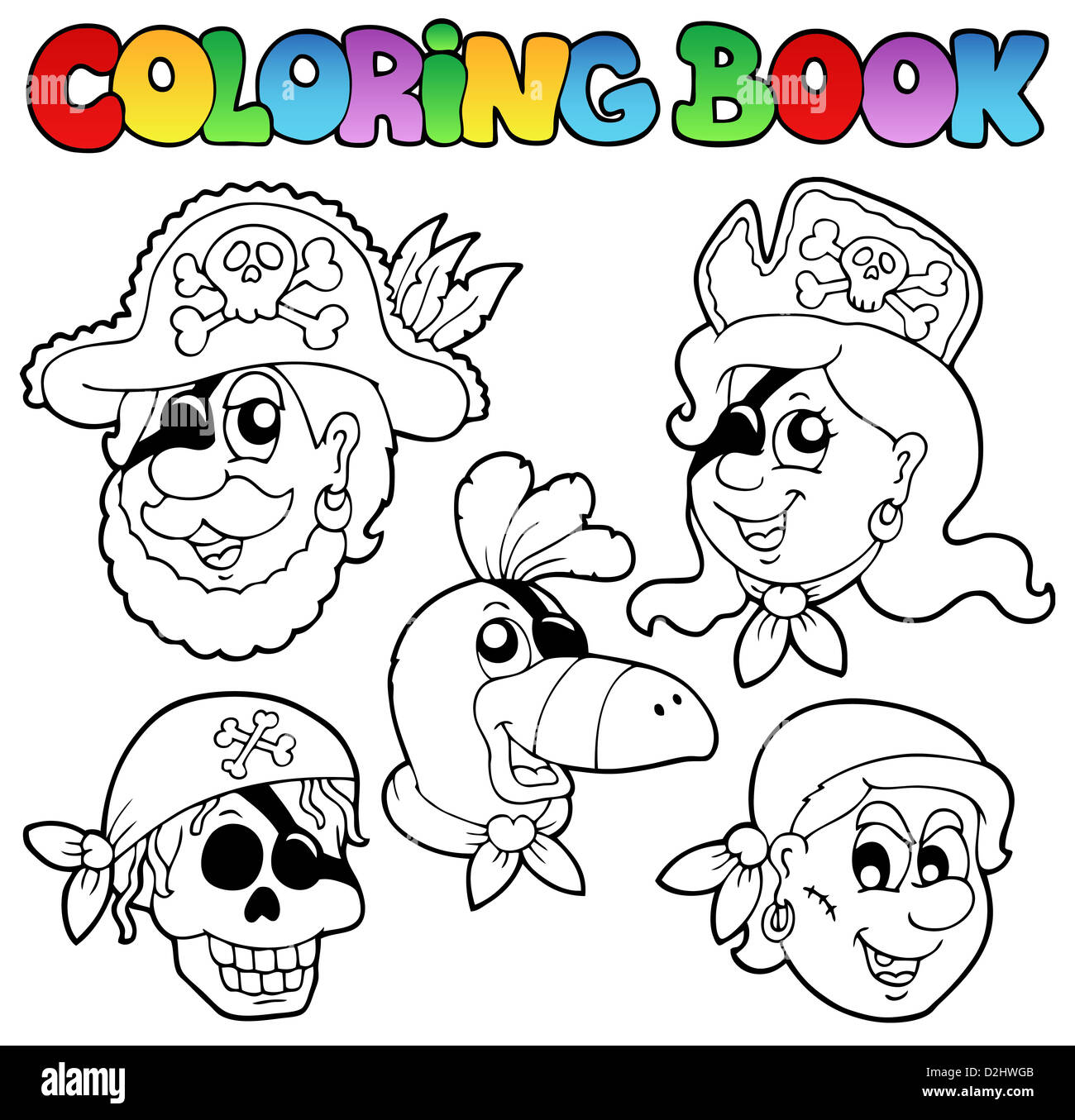 Livre à colorier pirate Thème 5 - photo illustration Photo Stock - Alamy