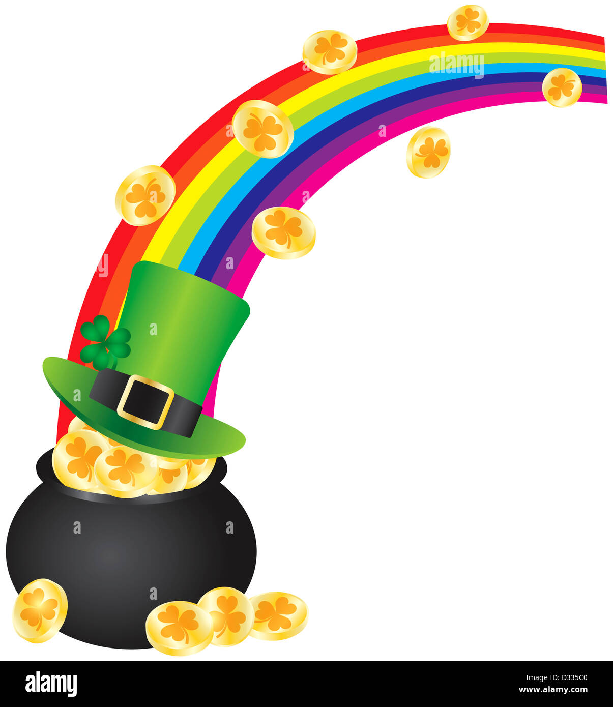 St Patricks Day Hat farfadet irlandais avec Rainbow sur pot de pièces d ...