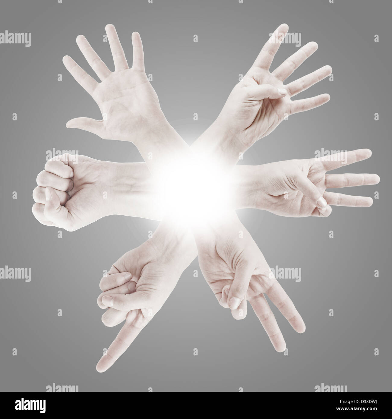 Compter les mains de l'homme (0 à 5) isolé sur fond blanc Photo Stock ...