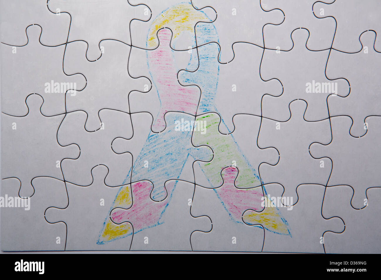 Dessin au crayon de l'autisme et ruban d'aspergers Photo Stock - Alamy