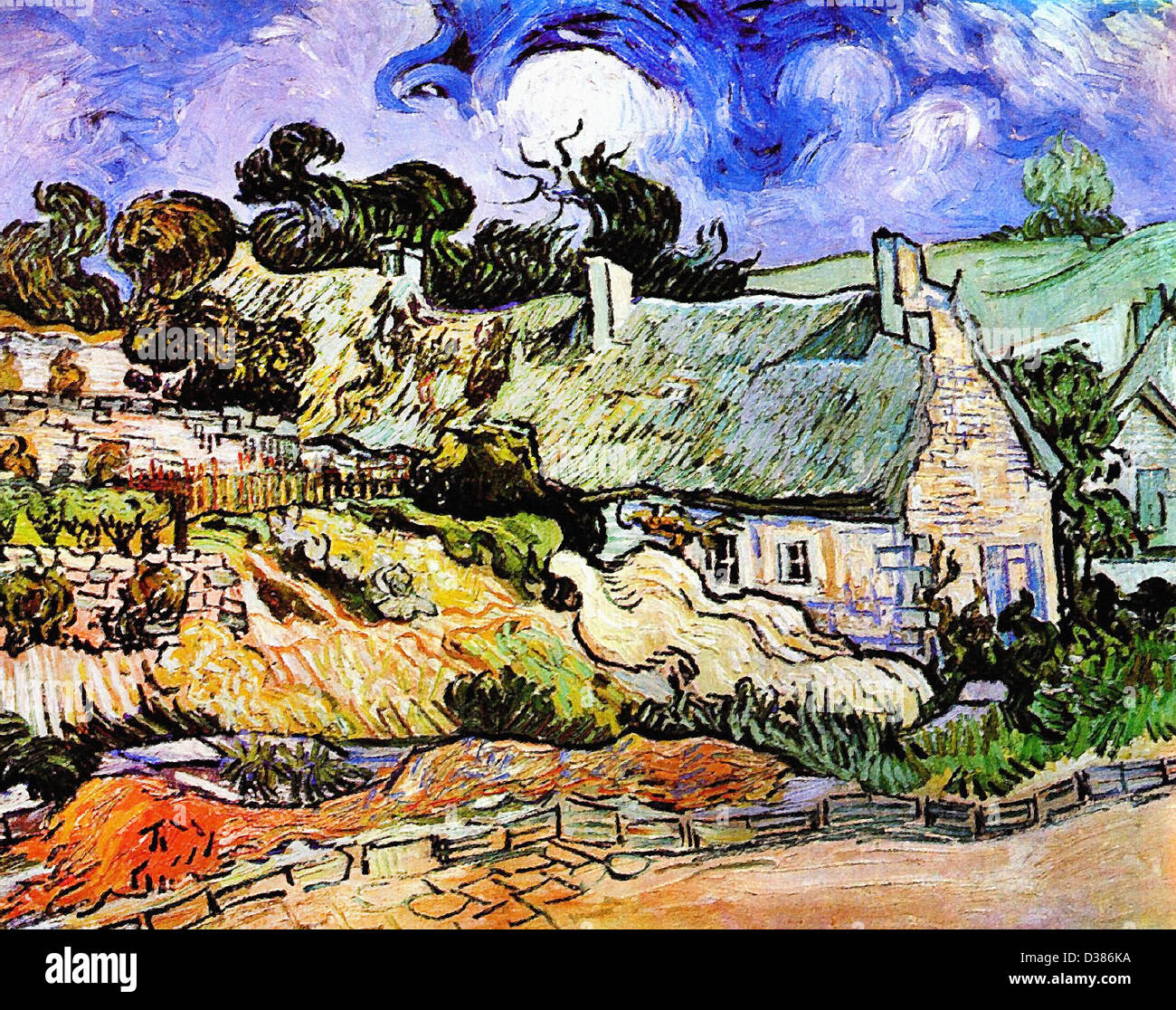Vincent van Gogh, maisons aux toits de chaume, Cordeville. 1890. Le ...