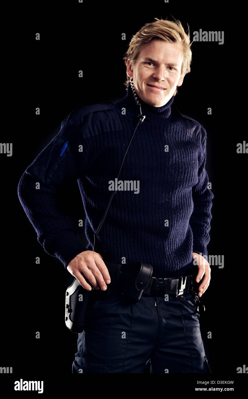 Male police officer smiling patrol Banque de photographies et d’images ...