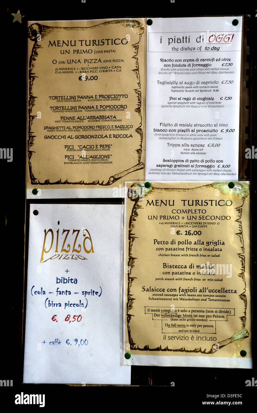 Tourist menu menus Banque de photographies et d’images à haute ...