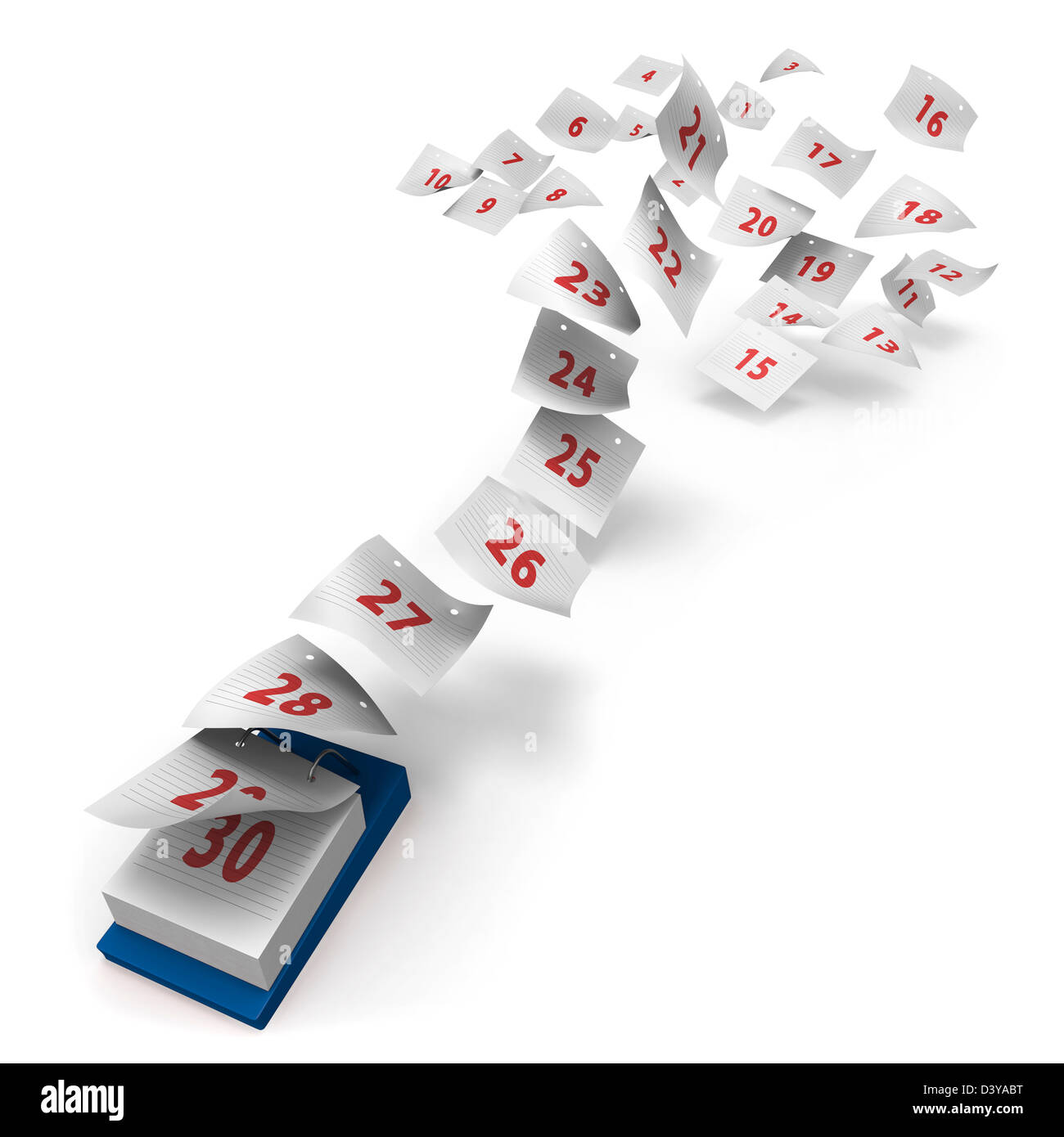 Calendrier de Bureau montrant comment deuxième 30 jours s'envolent sur ...