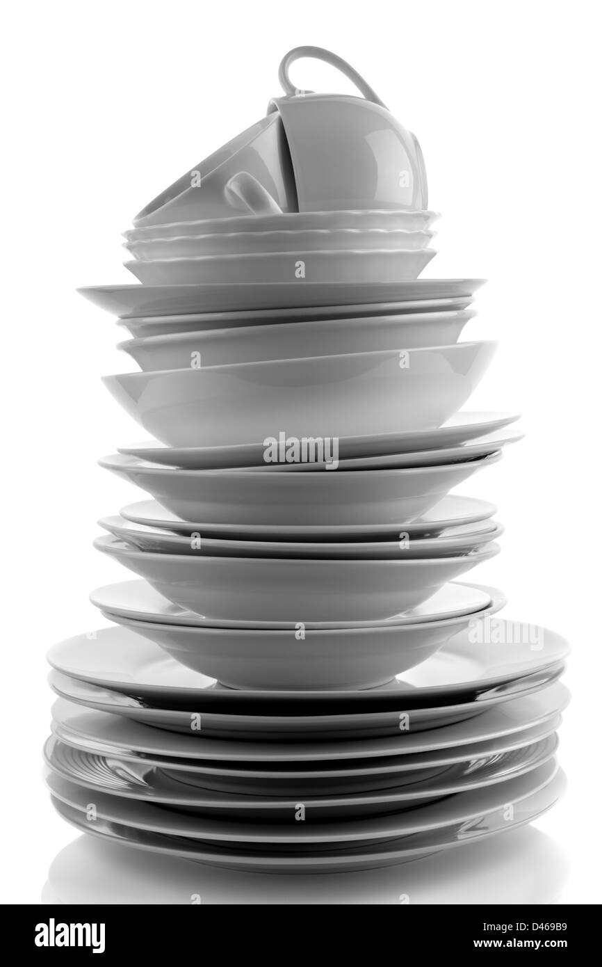 Vaisselle de cuisine Banque d'images noir et blanc - Alamy