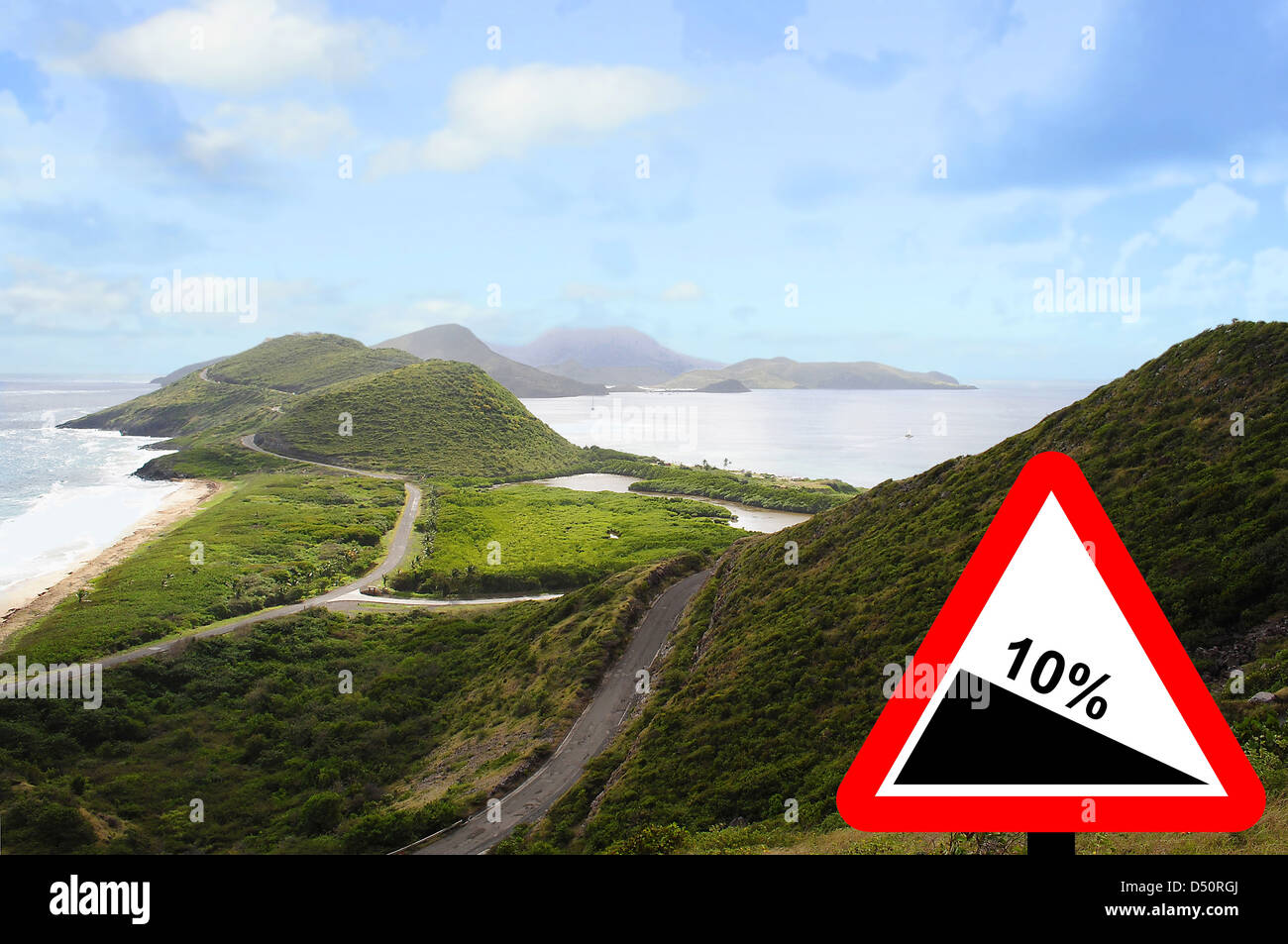 Panneau de signalisation en pente raide Banque de photographies et d ...