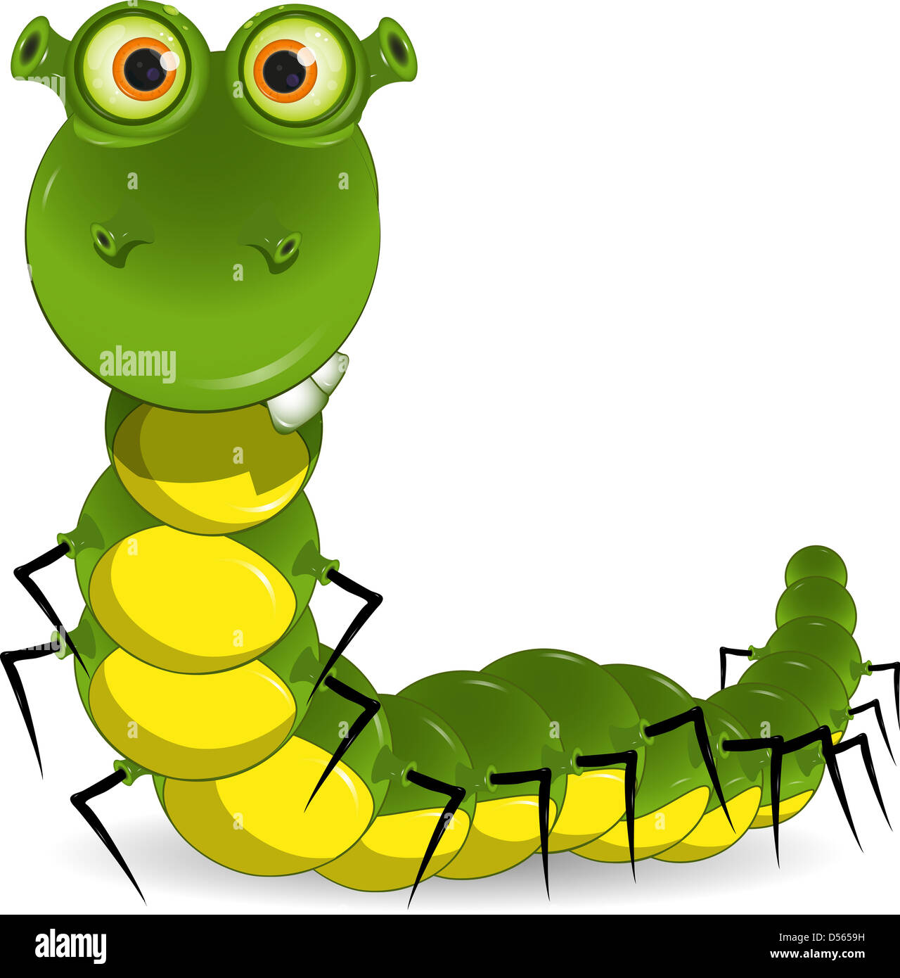 Illustration d'un ver vert avec de grands yeux Photo Stock - Alamy