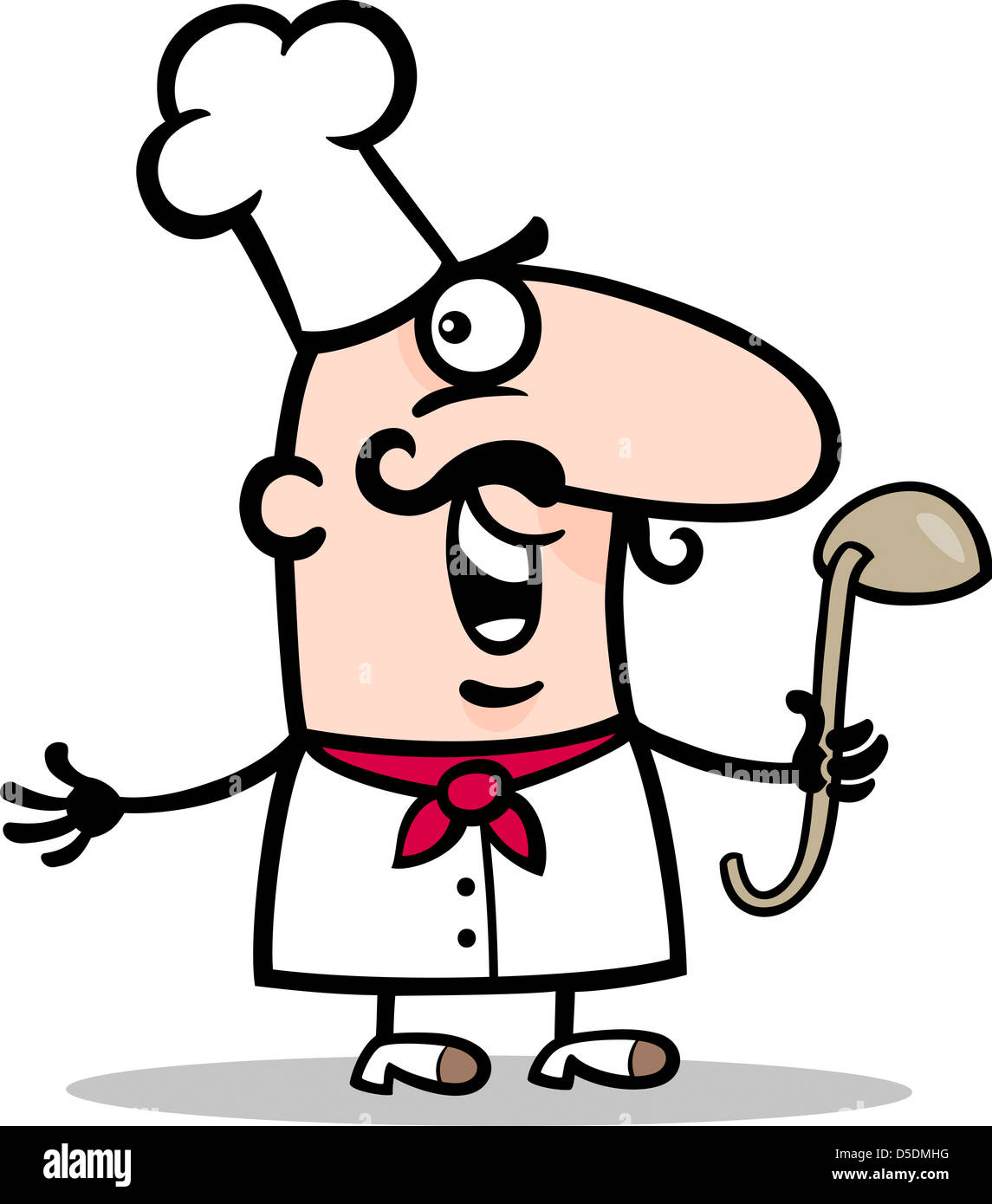 Cartoon Illustration de l'homme drôle cuisinier ou Chef avec louche ...