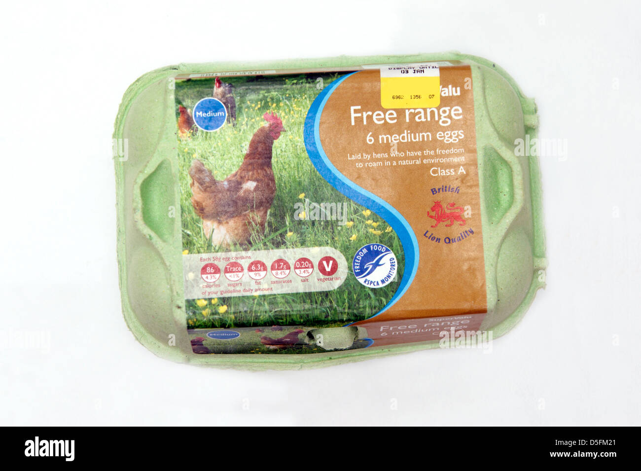 Une boîte d''œufs avec la RSPCA freedom food logo / sign & contenu ...