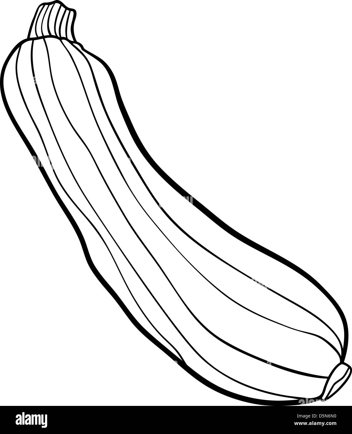 Cartoon noir et blanc Illustration de courgette verte Objet alimentaire ...