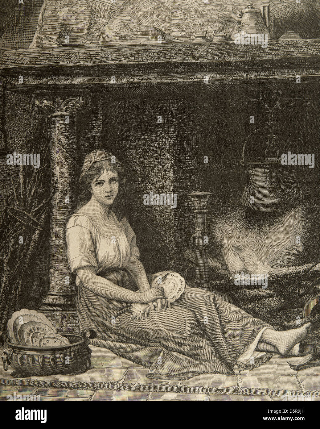 Cendrillon. Caractère dans le conte écrit par Charles Perrault. Gravure ...