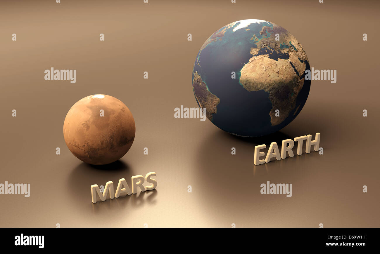 Une fiche de comparaison de taille entre les planètes Terre et Mars ...