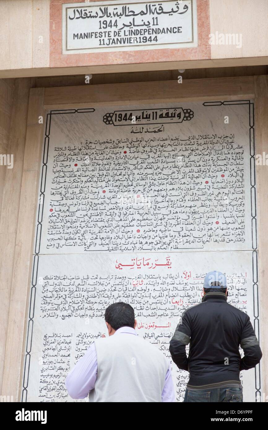 Déclaration de l'indépendance marocaine à Fès, Maroc Photo Stock - Alamy