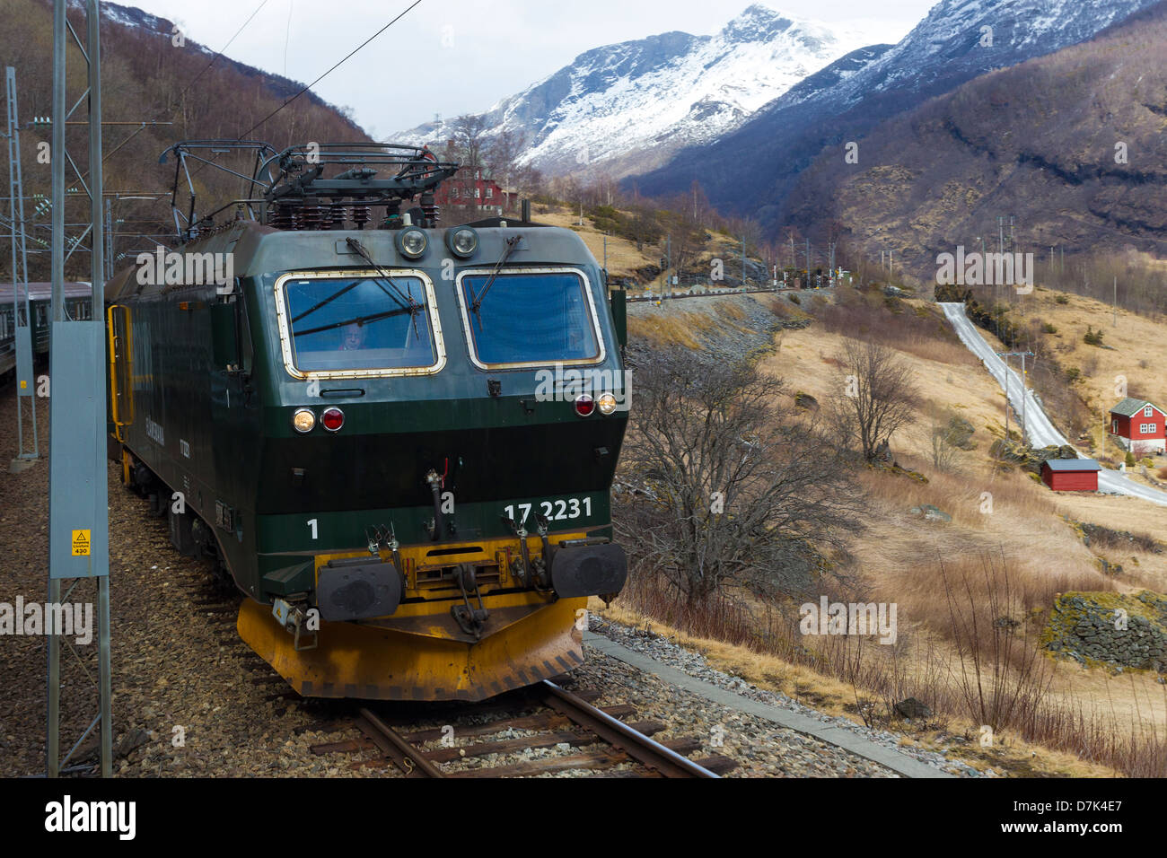 Flam railway jusqu'à la montagne. Flam Norvège Photo Stock - Alamy