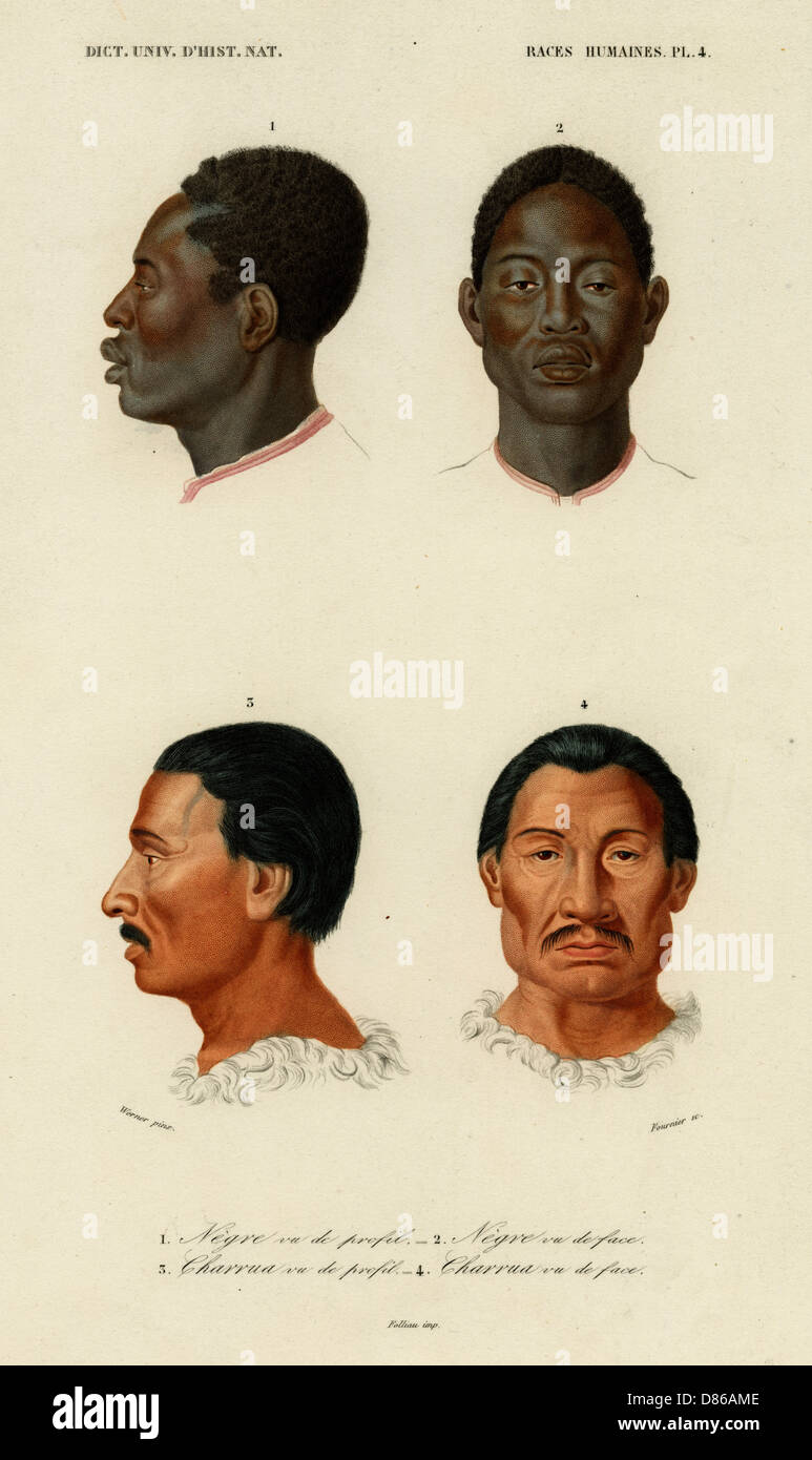 Visages de types raciaux, africains et Charrua Photo Stock - Alamy