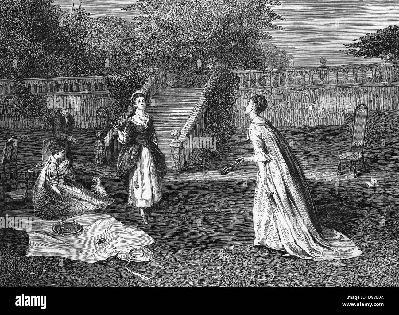 Picnic 18th century Banque d'images noir et blanc - Alamy