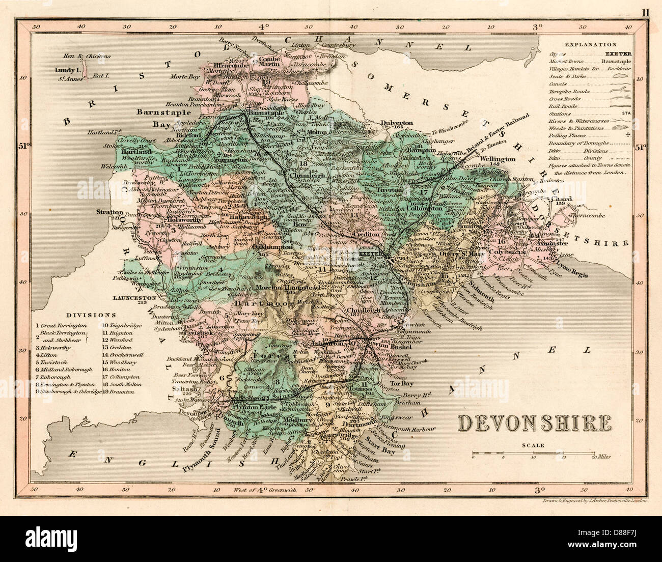 Map of devon england Banque de photographies et d’images à haute ...