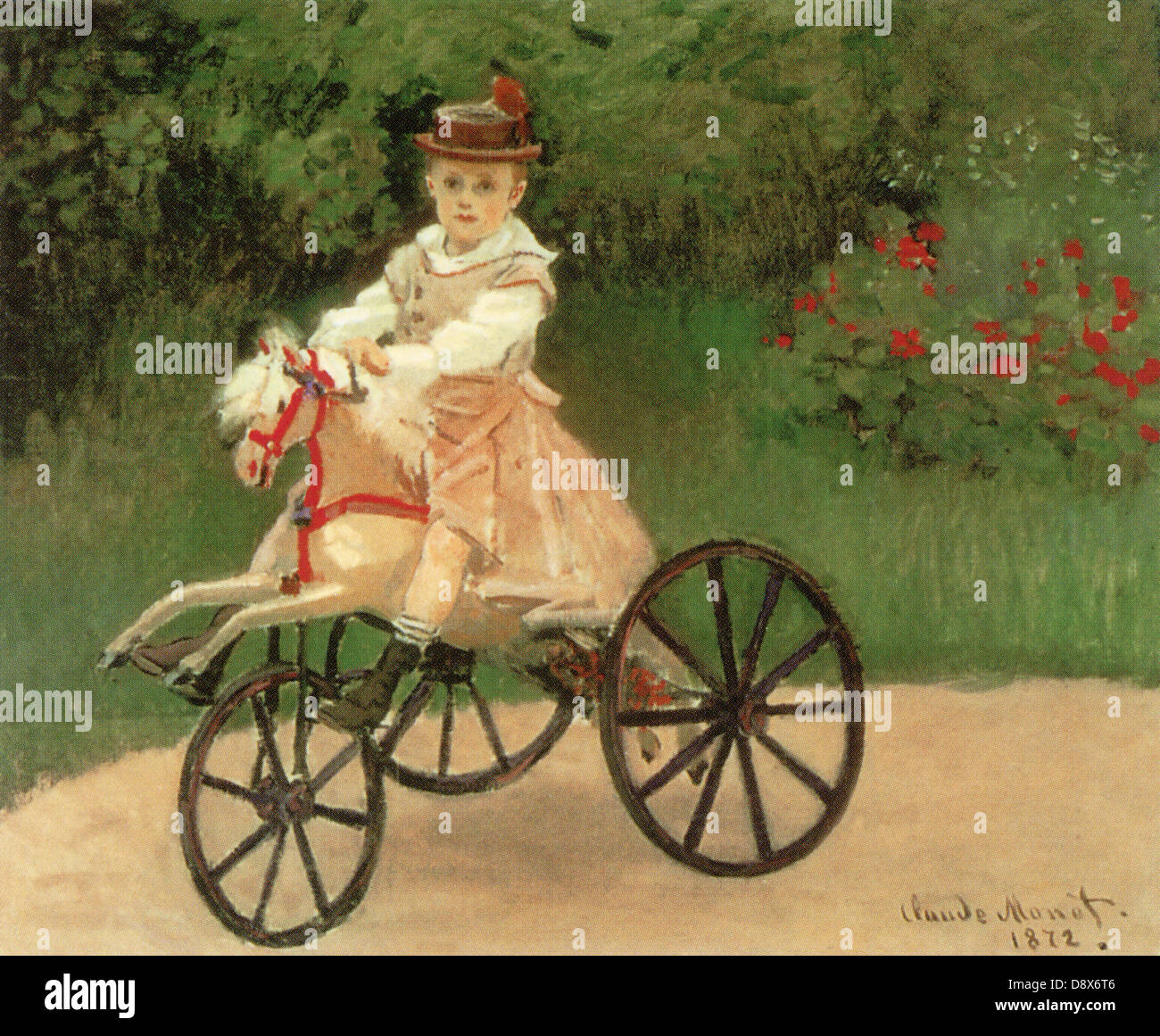 Jean Monet sur son cheval Tricycle (1872) par Claude Monet, peintre ...