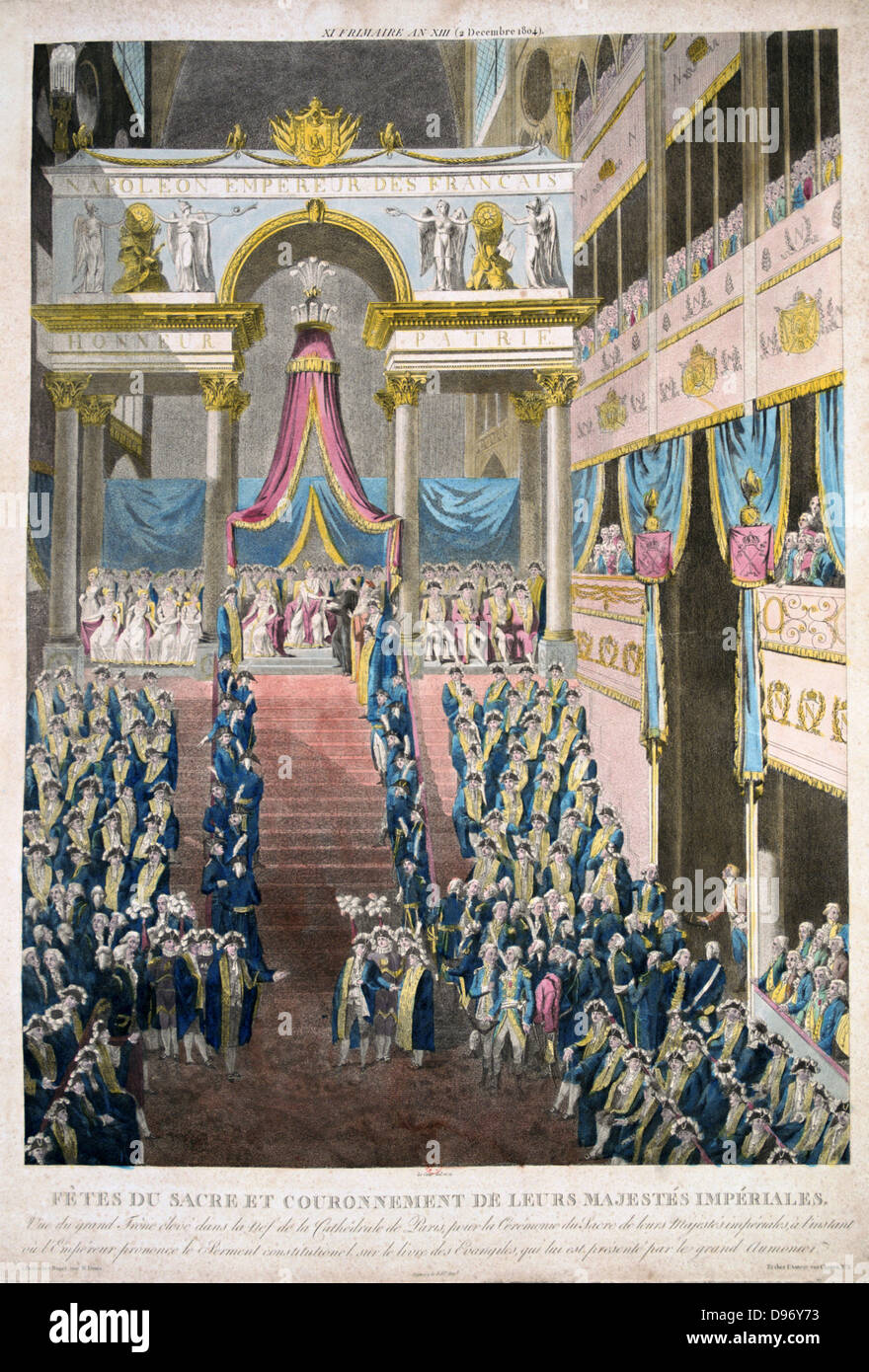 Sacre de Napoléon I en Notre Dame, Paris, 2 décembre 1804. Napoléon la ...