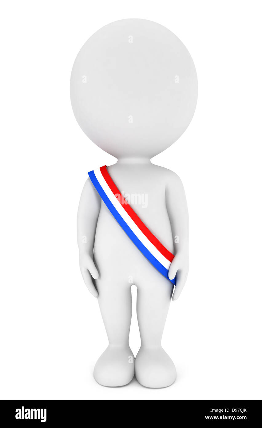 3d white people président devient le président français, isolé sur fond ...