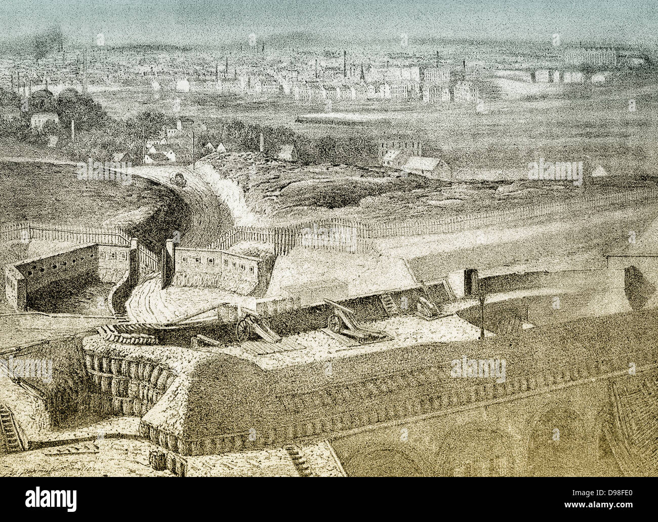 Le Fort d'Ivry-sur-Seine ou d'Ivry, ville de Paris, 1870, scène ...