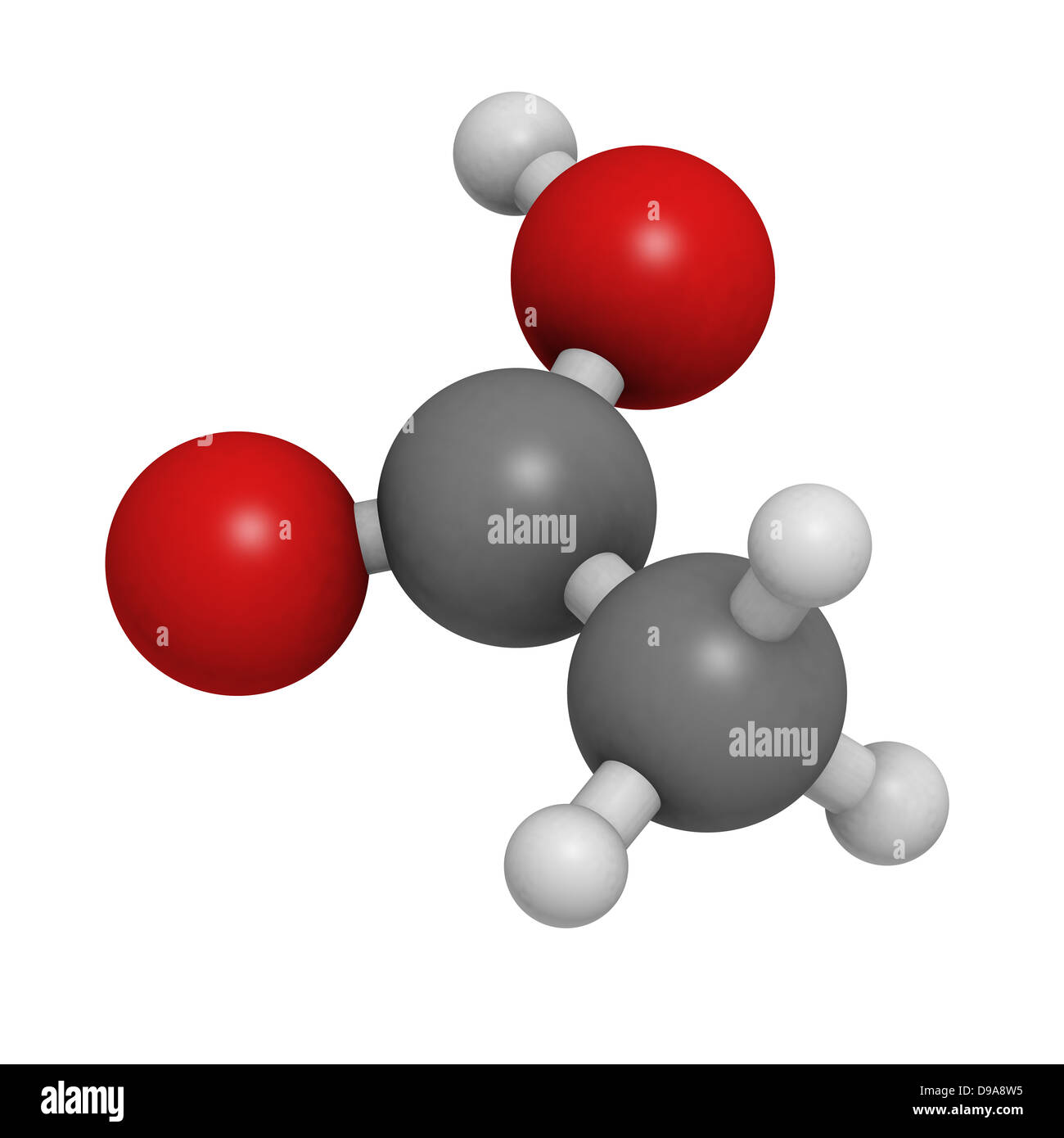 L'acide acétique (HOAc) molécule, la structure chimique. Les atomes ...