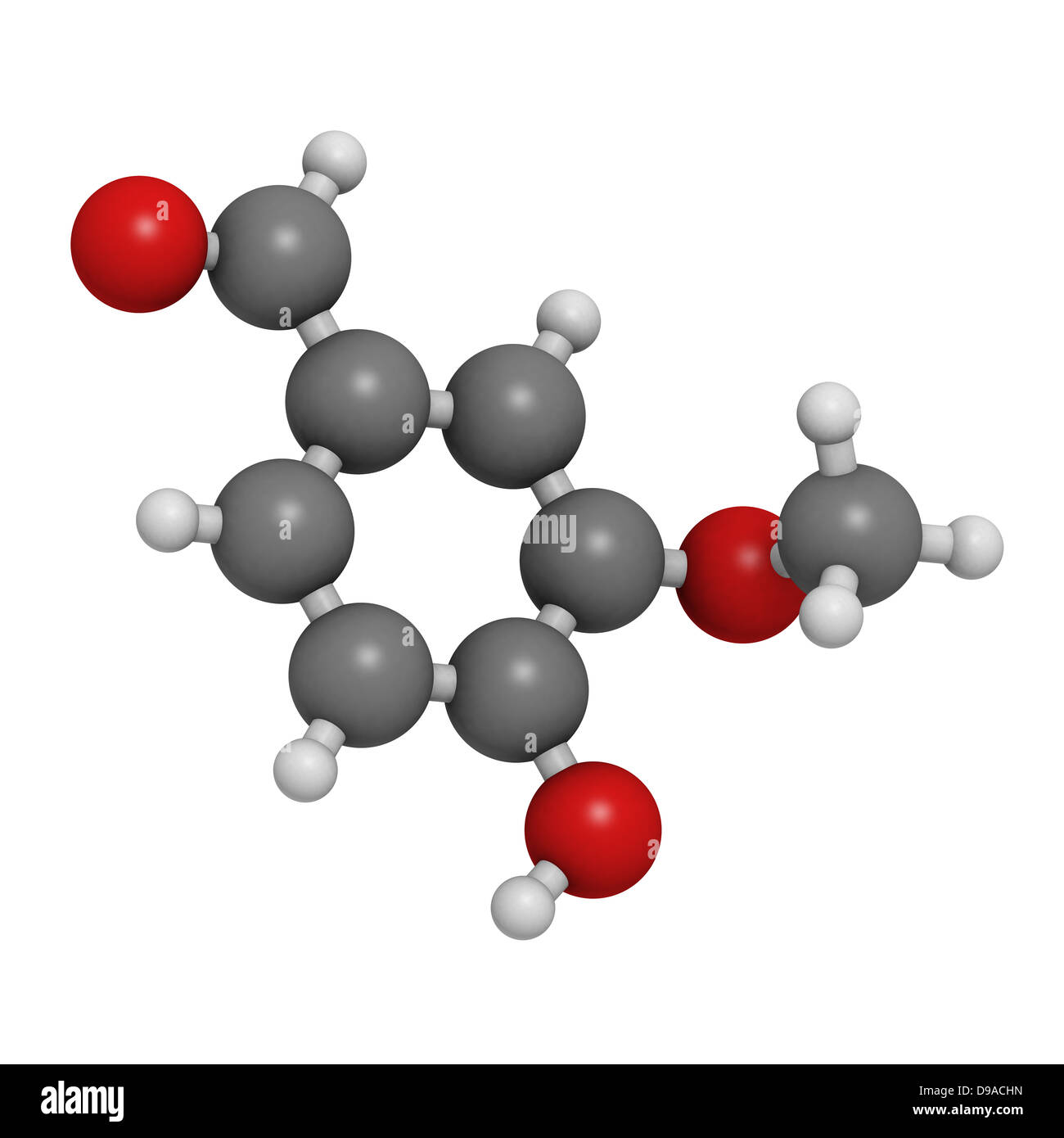 Extrait de vanille, la vanilline, molécule de structure chimique. La ...