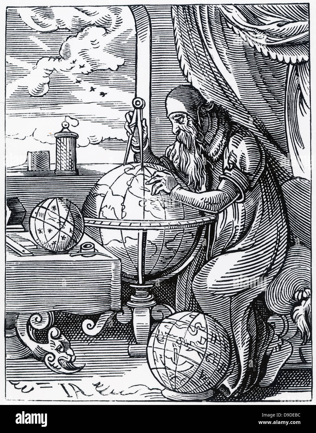 L'Astronome : gravure sur bois du xvie siècle Photo Stock - Alamy