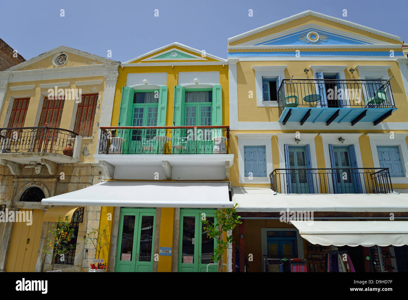 Maison néoclassique sur façades waterfront, Symi (SIMI), Rhodes (Rodos ...