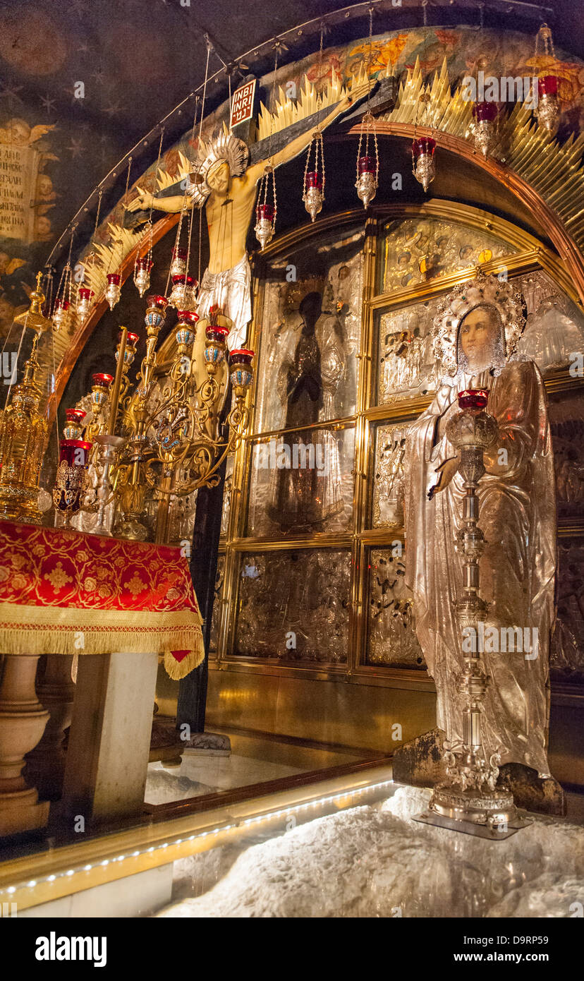 Israël, Jérusalem Vieille ville , église du Saint-Sépulcre , autel grec ...