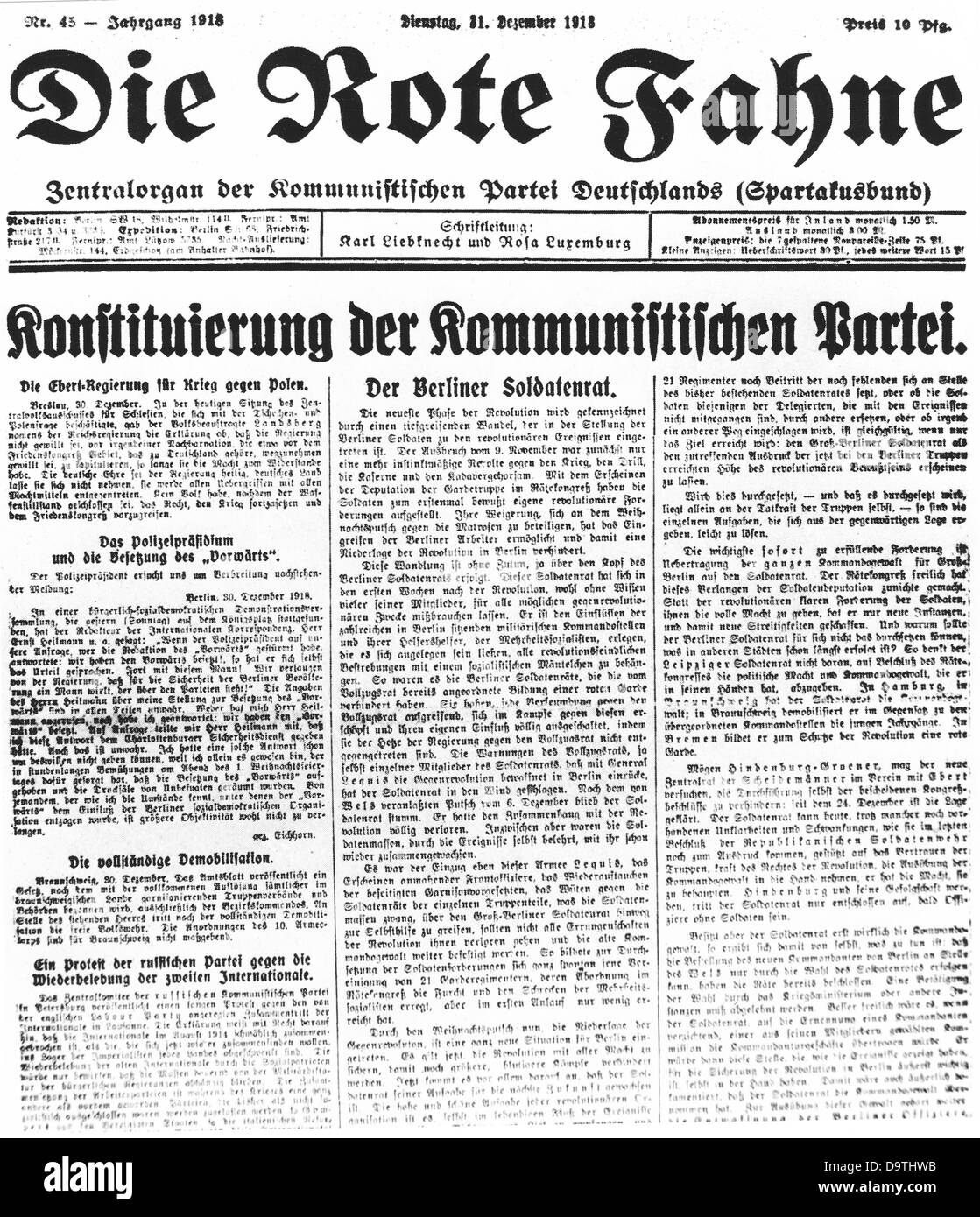 Révolution allemande 1918/1919: La constitution du Parti communiste ...