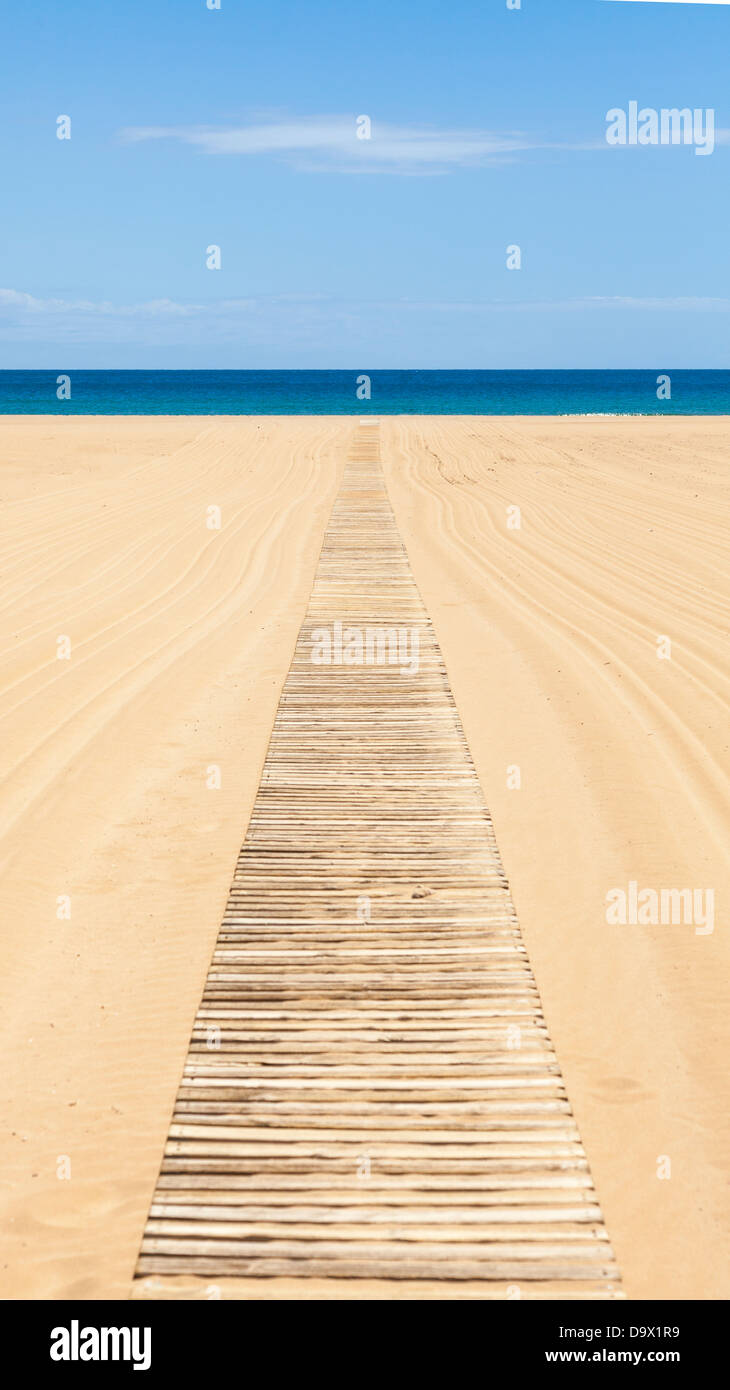 Plage de lattes de bois fauteuil roulant Rampe d'accès Photo Stock - Alamy