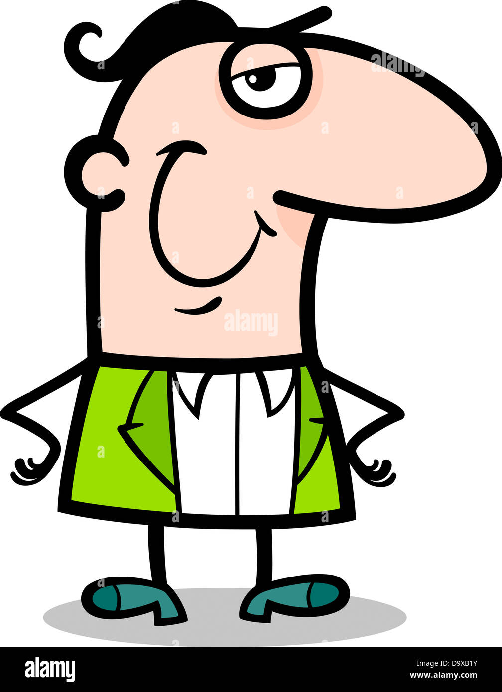 Cartoon Illustration de Funny heureux ou Content Man personnage comique ...