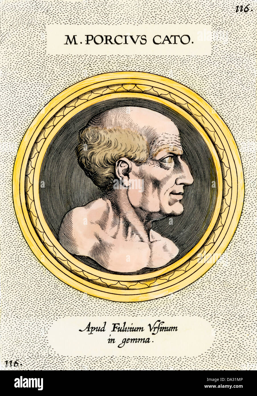Marcus Porcius Cato, ou de Caton l'Ancien, consul romain. La gravure à ...