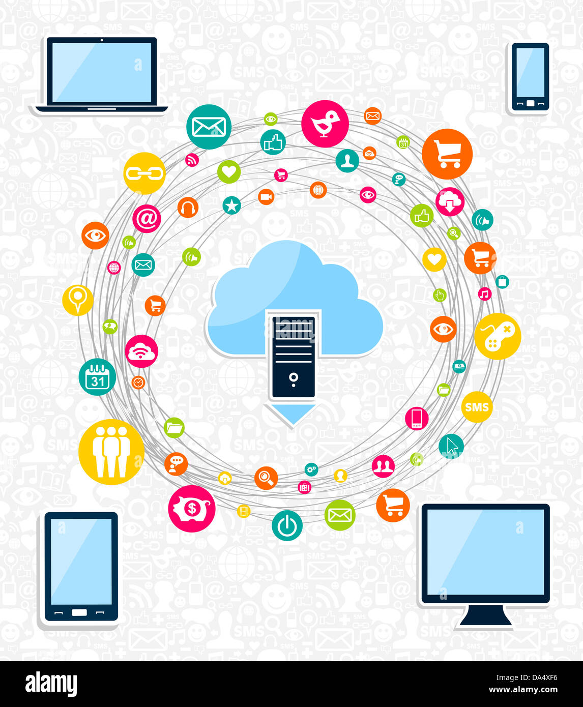 Schéma des réseaux d'informatique en nuage. Couches d'illustration ...