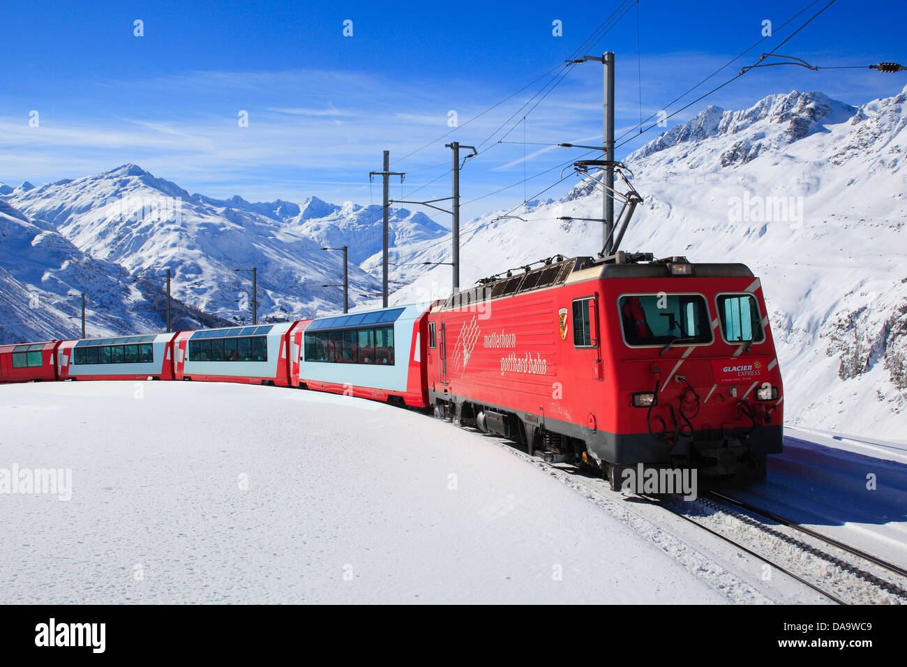 Alpes, Andermatt, montagnes, chemins de fer, railroad, Furka Oberalp, Glacier express train ...