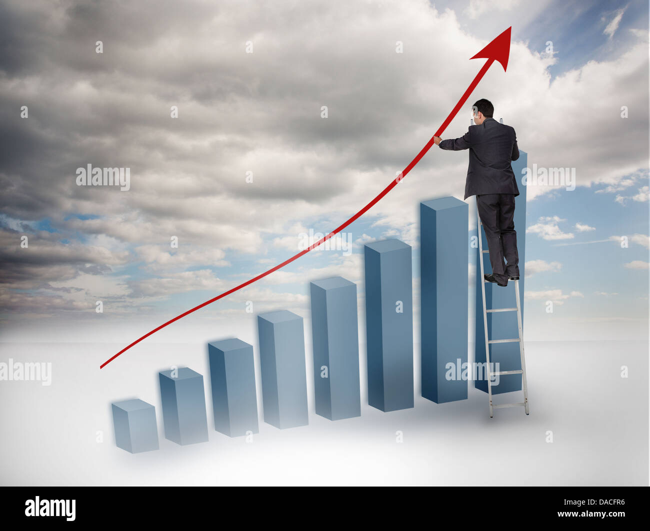 Dessin homme d'une flèche rouge sur un tableau de plus en plus Photo ...