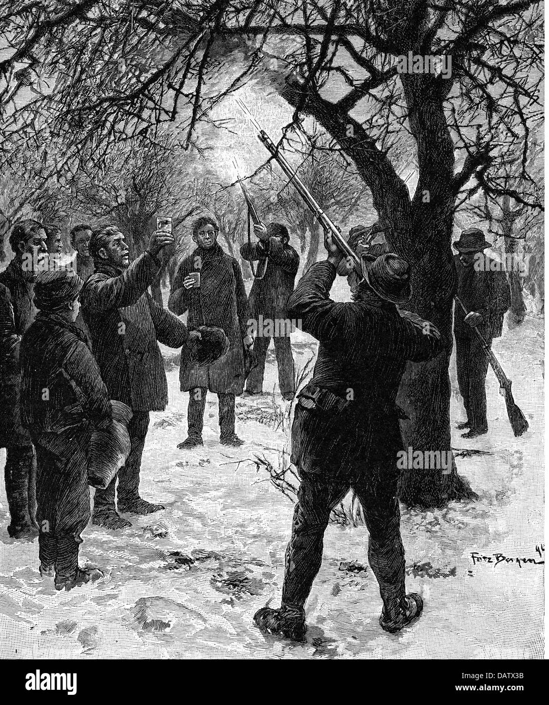 Douanes, tournage à Epiphany, Devonshire, Angleterre, gravure de bois ...