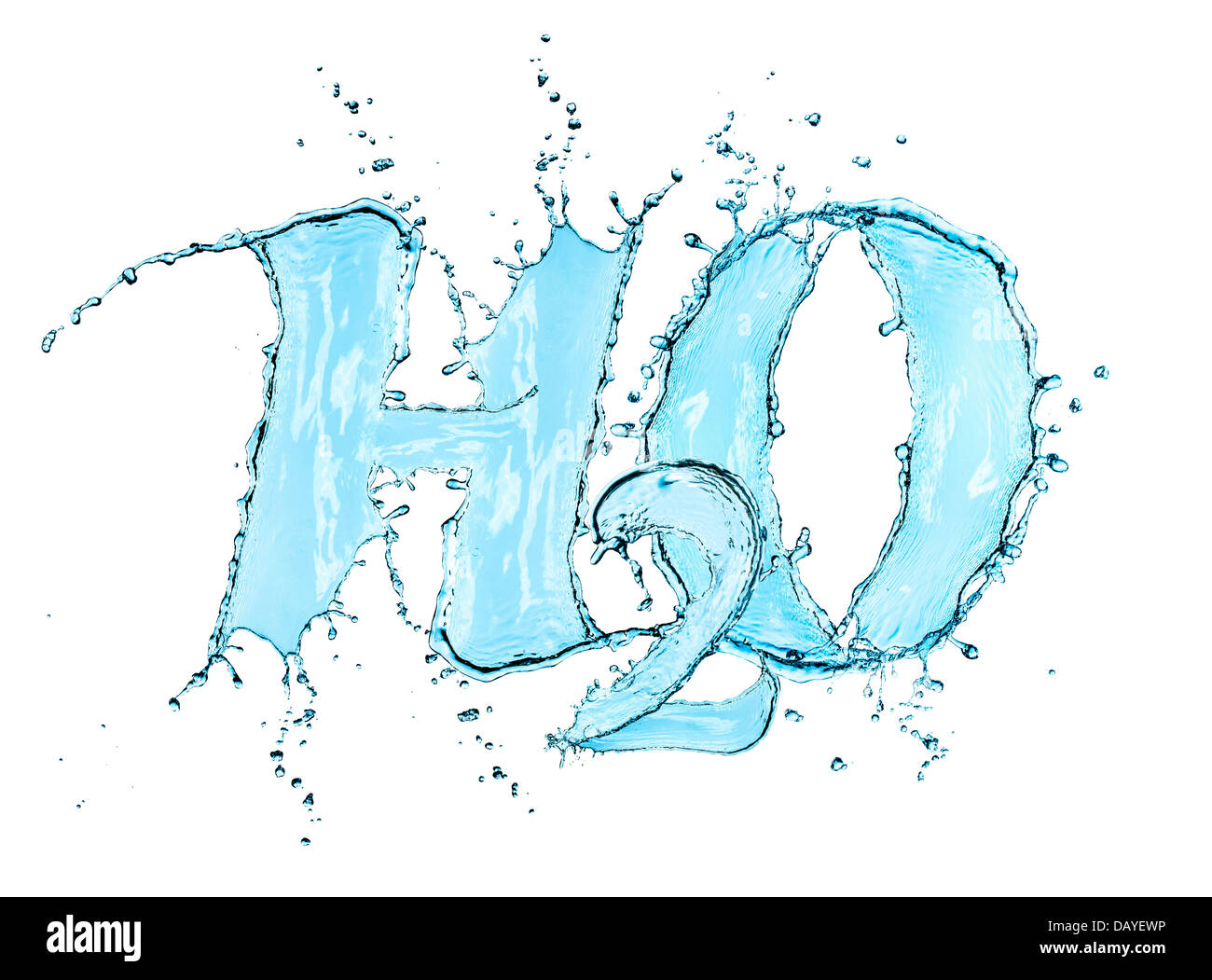 H2O formule des projections d'eau isolé sur fond blanc Photo Stock - Alamy